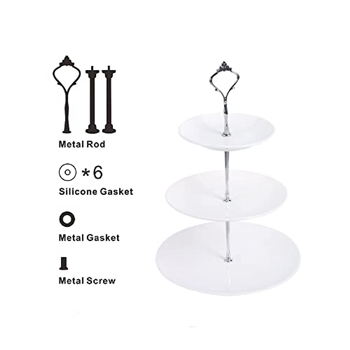 6 Sets Cake Tray Stand Handle, BetterJonny 3 Tier Cake Stand Fittings Hardware Holder for Wedding and Party Making Resin Cupcake Dessert Platter Stand