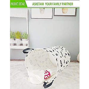 ASKETAM Fabric Laundry Basket Canvas Laundry Hamper for Dirty Clothes Toy Organizer Kid Nursery Room Decor Basket (letter)