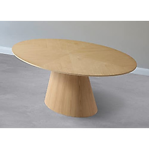 Meridian Furniture 846-T Gavin Collection Mid Century Oval White Oak Wood Dining Table, 72" W x 43.5" D x 30" H