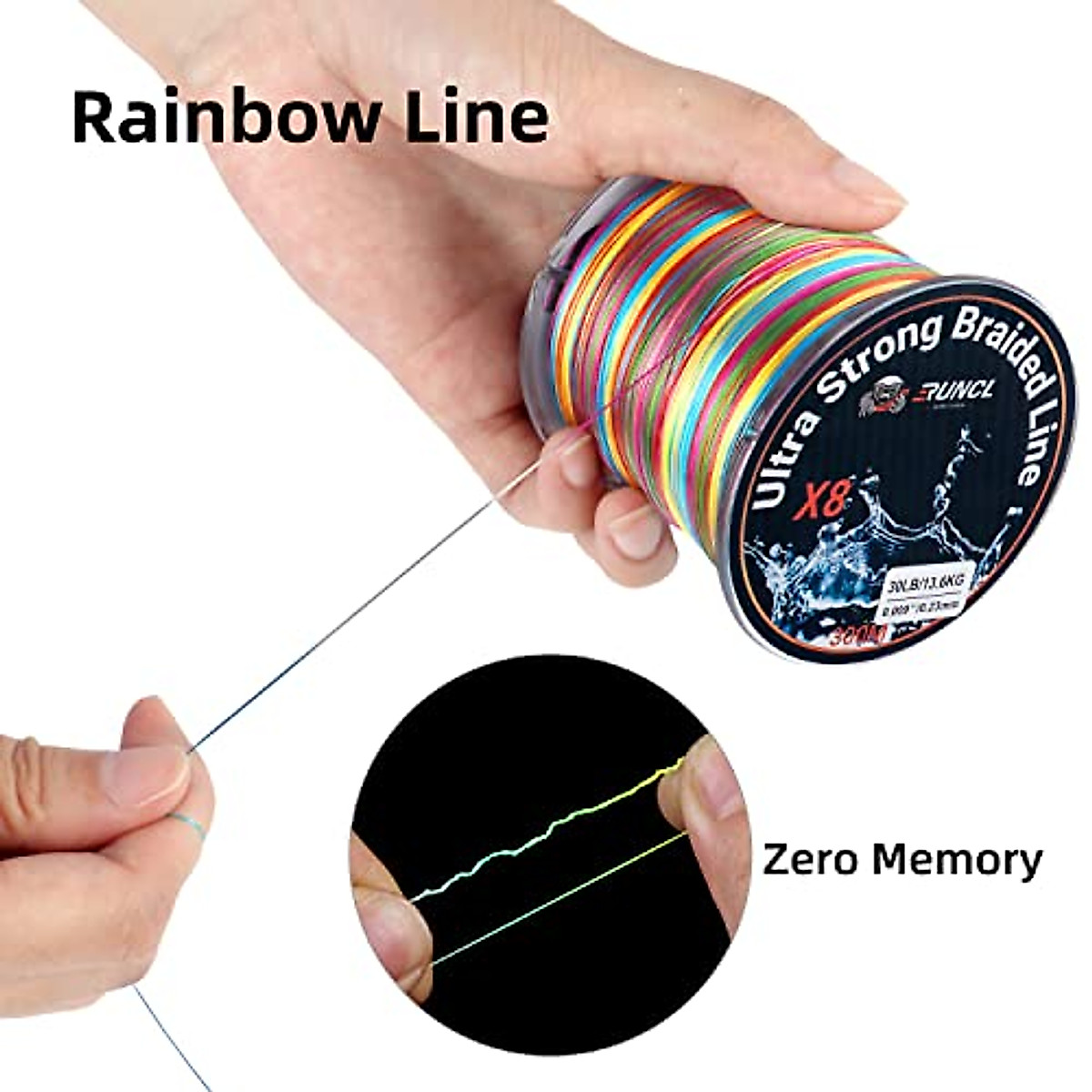 RUNCL Braided Fishing Line, 8 Strand Abrasion Resistant Fishing Line Braid, Super Durable, Smooth Casting, Zero Stretch, Smaller Diameter, Hi Vis, 328-1093 Yards, 12-100LB(100LB,1093yds)