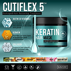 SAVION Keratin Hair Mask for Women - 8.45 oz Masque