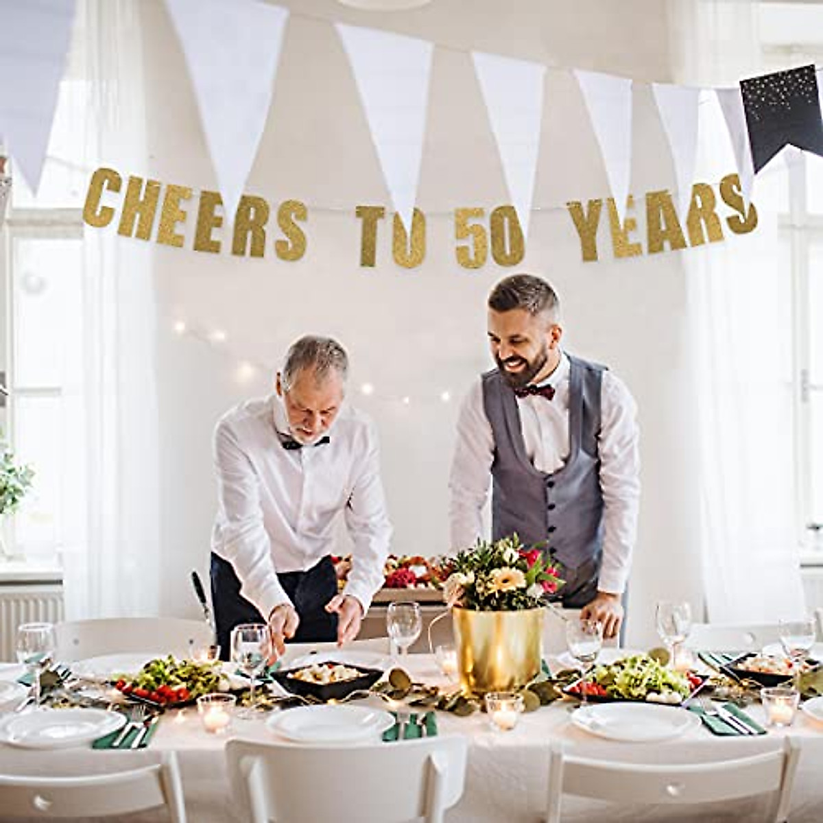 Pre-Strung 50th Birthday Banner - Over the Hill 50th Birthday Decorations Men , 50 Birthday Supplies , 50 Year Old Birthday Decor , Cheers to 50 Years Bday Party Decorations - By Prazoli