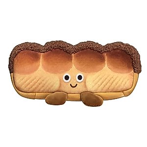 CmfyArt Creative Cute Novelty Funny Face Simulation Real Food Theme Toast Hotdog Bread Character Soft Stuffed Surface Clothes Zipper Pencil Box Pencil Case Pencil Holder Pouch -Hotdog