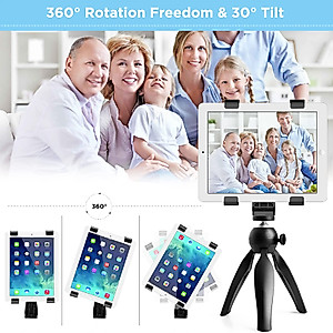 IPOW 360 Degree Rotatable Break-Resistant iPad Tripod Mount Adapter, Universal Tablet Clamp Holder Fits Ipad, Ipad Air, Pro, Mini, Microsoft Surface, Nexus, for Tripod Monopod, Selfie Stick,Tabletop