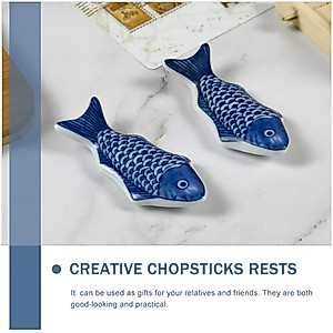 Silverware Rest 2 Pcs Ceramic Fish Chopstick Rest, Japanese Chopsticks Pillow Rack Dinner Spoon Fork Knife Holder Dinnerware Stand Decoration Spoon Rest