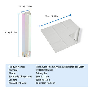 Meking Photography Prism Crystal with 1/4-20 Thread, Optical Glass Triangular Prism for Photographer, Kids, Rainbow Maker, Teaching Light Spectrum
