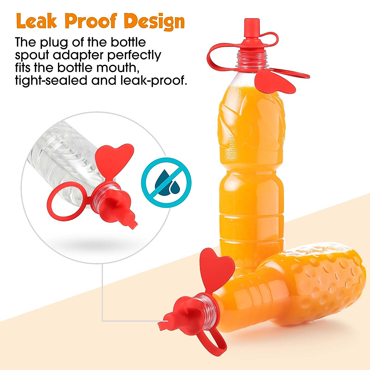 Mbotnee Baby Water Bottle Cap Silicone Bottles Top Spout Adapter Replacement for Toddlers Kids Adults, No Spill & BPA Free Protects Mouth (4 Pack)