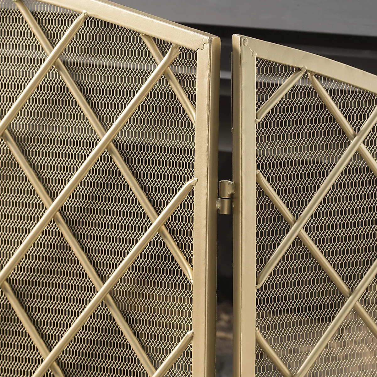 Christopher Knight Home Amiyah 3 Panelled Iron Fireplace Screen, Gold