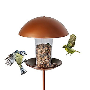 Goodeco Bird Feeders with Pole - Metal Bird feeders for Outside Wild Birds in Yard,Backyard,Patio Outdoor Garden Decor,Grandpa/Grandma Gifts,Gift idea 7.8x55.8 inch (Round)