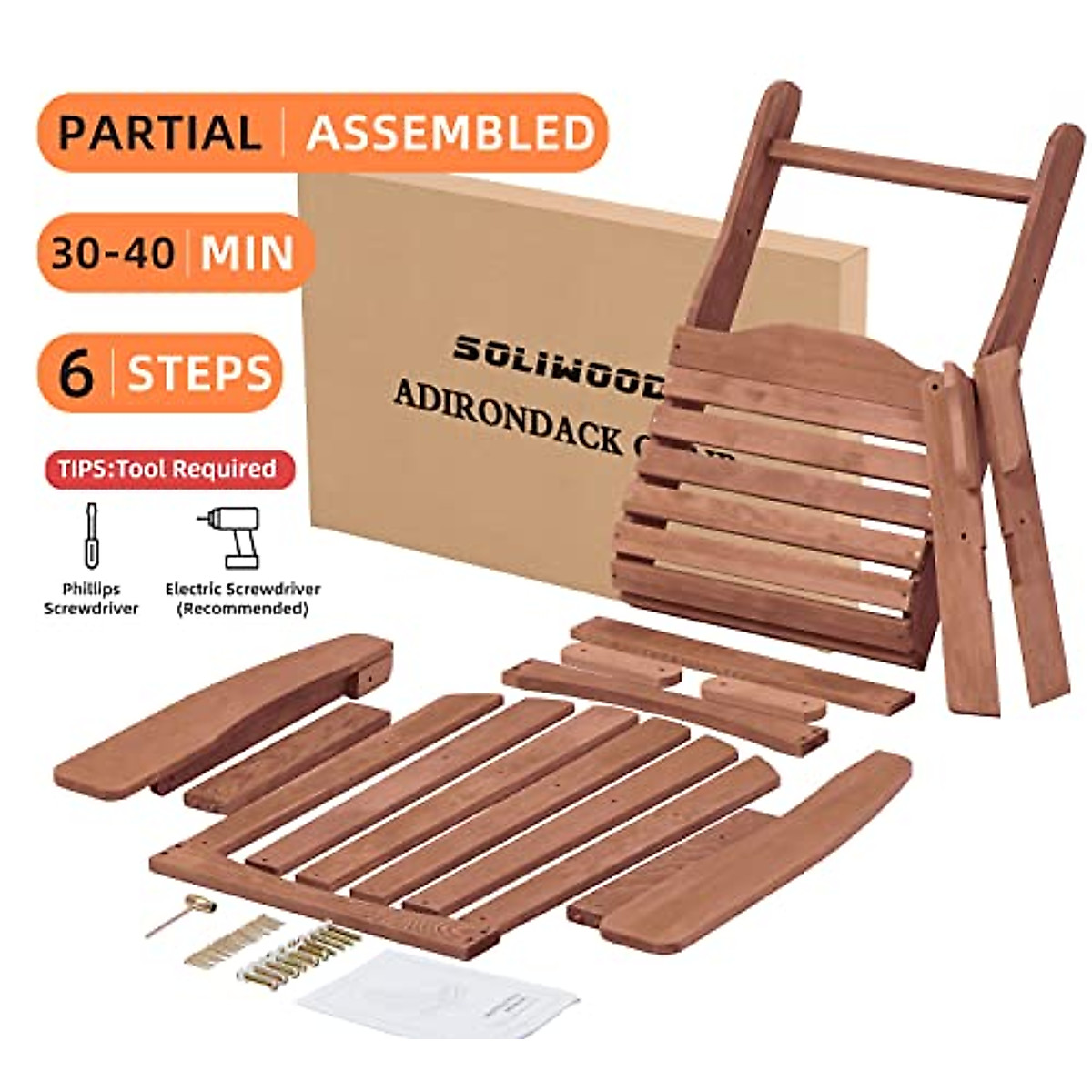 Oversized & Brushed Decent Wooden Folding Adirondack Chair, Cedar Wood Lounge Patio Chair for Garden Backyard Firepit Deck Pool Beach