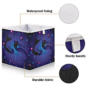 Sletend Storage Bins Mermaid Bubble Seabed Collapsible Storage for Cube Organizers Home Closet Bedroom (11" x 11" x 11")