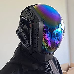 KYEDAY Punk Mask Cosplay for Men, Mechanical Sci-fi Gear Cosplay Halloween Mask Fit Party Music Festival Accessories (blue)