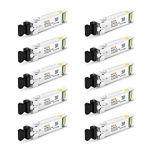 10Pack 10GBase-LR SFP+ Transceiver, 10G LC Single Mode Module for Cisco SFP-10G-LR, Meraki MA-SFP-10GB-LR, Ubiquiti UF-SM-10G, Mikrotik, D-Link, Supermicro, Netgear DDM, 1310nm, 10km