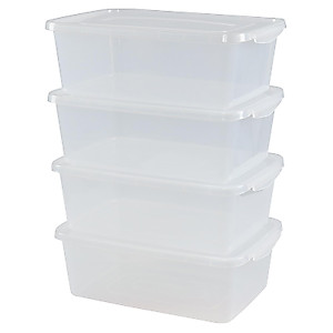 Aninhao 14 Quart Clear Storage Bins 4 Packs, Plastic Latching Storage Container Box with Lid