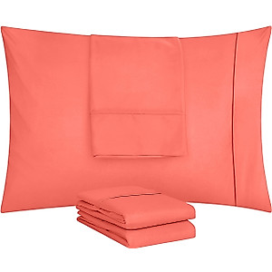 Utopia Bedding Queen Pillow Cases - Pack of 4 - Envelope Closure - Soft Brushed Microfiber Fabric - Shrinkage and Fade Resistant Pillow Covers Queen Size 20 X 30 Inches (Coral)
