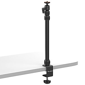 JUSMO Camera Desk Mount Stand w Ballhead, 16-34inch Adjustable Table Aluminum Light Stand w 1/4" Screw Tip, Desktop C-Clamp Mount Stand for DSLR Camera/Ring Light/Video Light/Webcam (LS10)