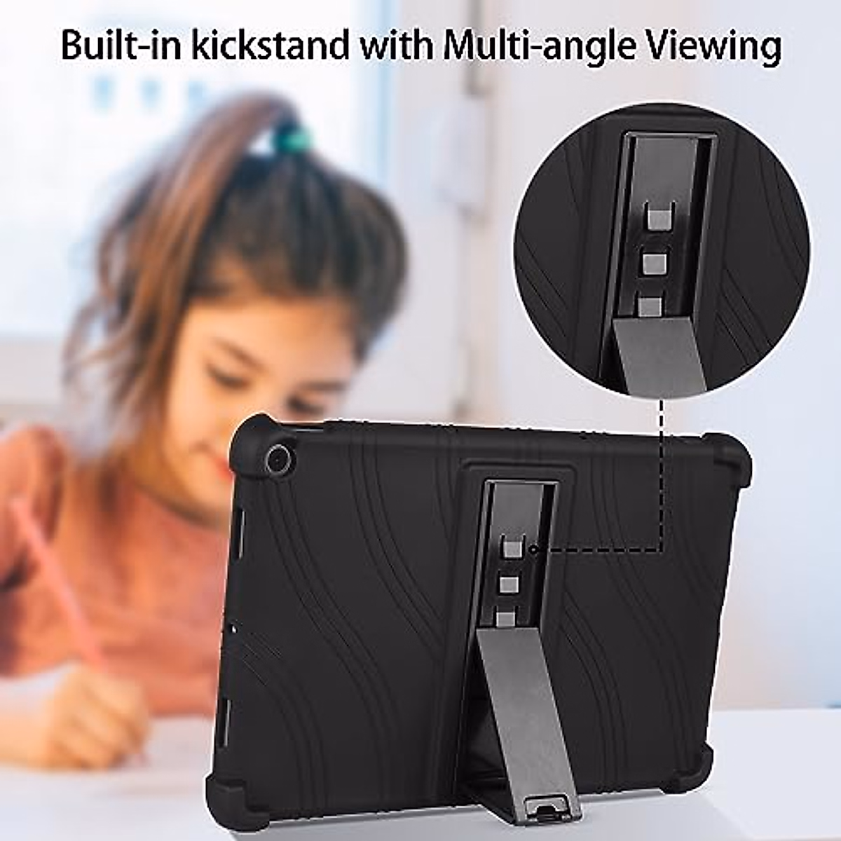 DUEDUE for Google Pixel Tablet Case 2023, Pixel Tablet 2023 Cover, Soft Silicone Adjustable Stand Cover Shockproof Gel Kickstand Tablet Cases for Pixel Tablet 11 Inch, Black