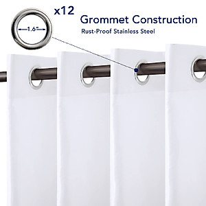 PureFit Outdoor Curtains for Patio Waterproof Weatherproof, UV and Fade Resistant Outside Curtains for Gazebo, Front Porch, Pergola, Sun Blocking Privacy Curtain, 100W x 120L inch, 1 Panel, White