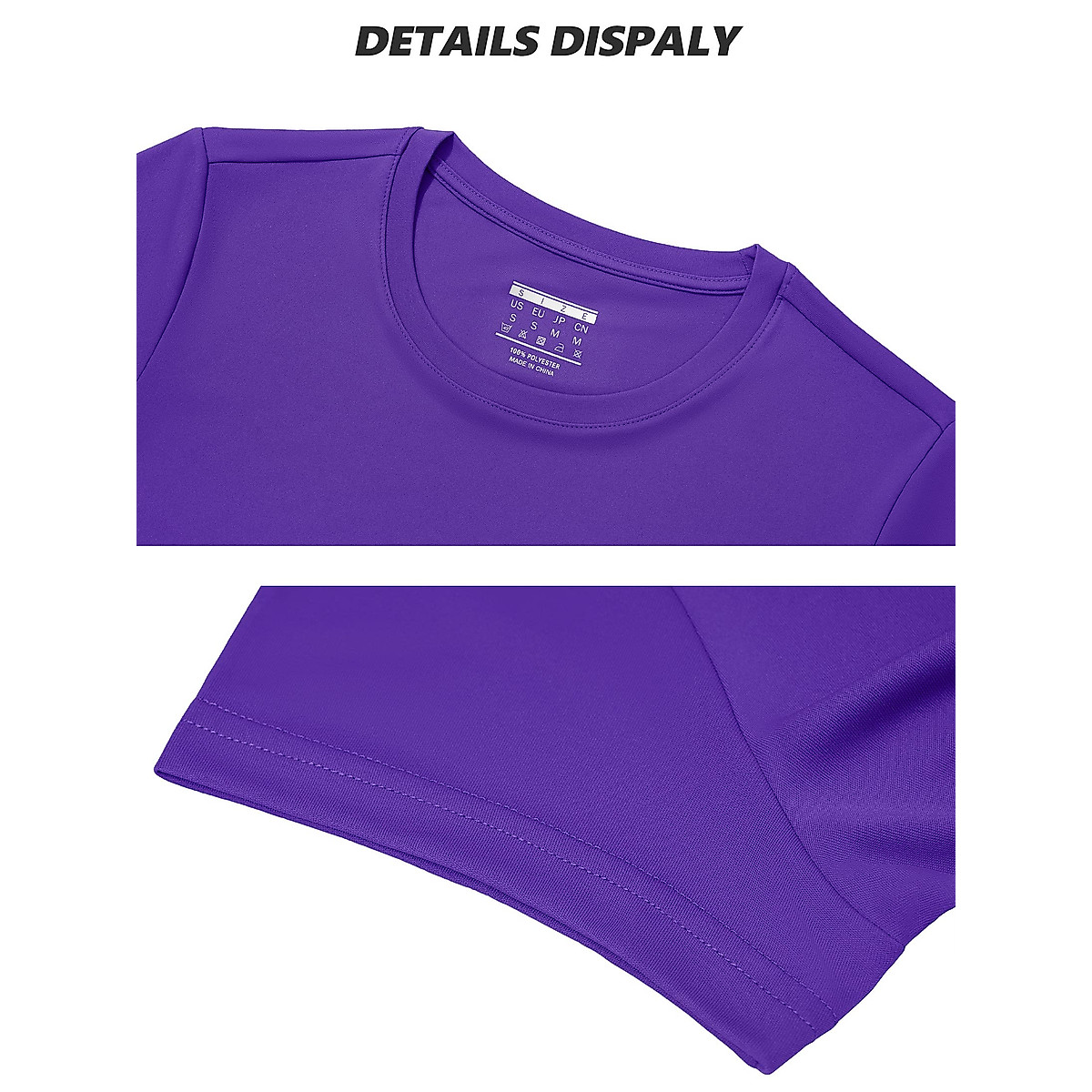 TACVASEN Womens Short Sleeve Shirts Athletic Workout Tops UPF 50+ Rash Guard Running Crew Neck Summer T-Shirts, Purple, M