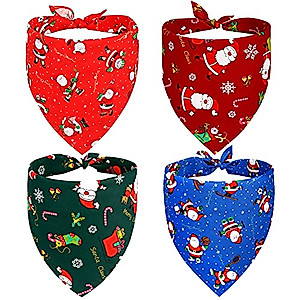 YTFU 4 Pack Christmas Bandanas for Dogs Christmas Dog Bandanas for Large Dogs Medium Dogs Small Dogs Cotton Dog Holiday Bandanas Snowman Snowflake Pet Dog Christmas Scarf for Christmas Party