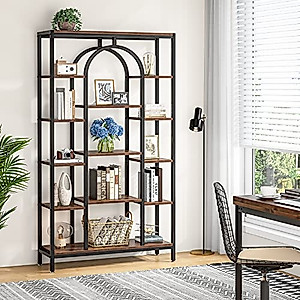 Tribesigns 5-Tier Bookshelf, Industrial Tall Bookcase Book Shelf Organizer Freestanding Open Display Shelves for Bedroom Living Room Home Office, 70.8" H x 39.4" L, Rustic Brown