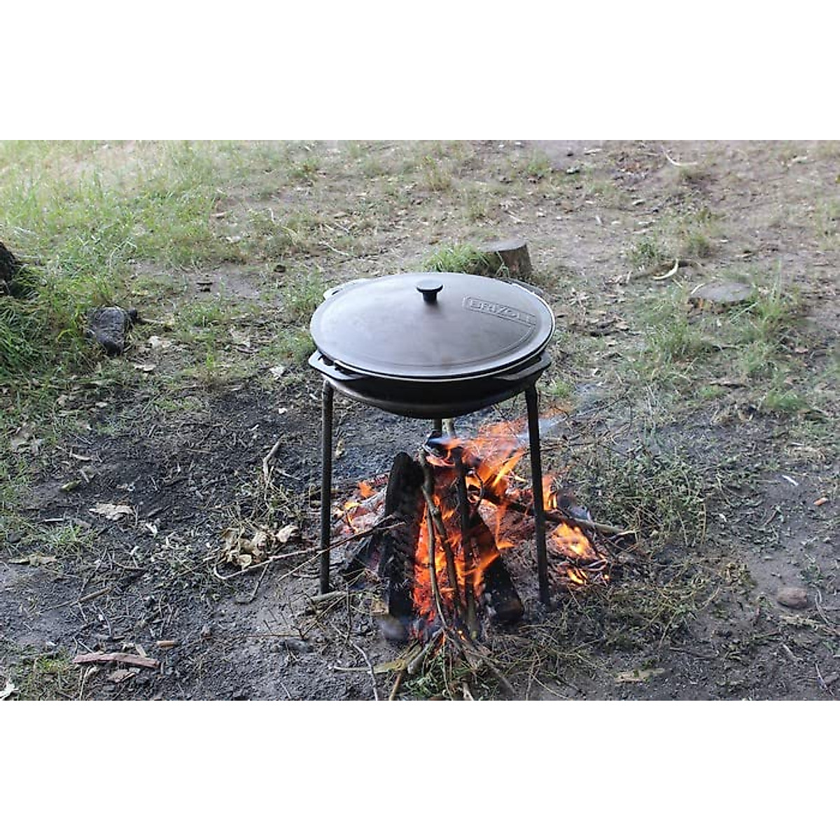 BRIZOLL Cast Iron Uzbek Kazan Dutch Oven Pot with Lid 10.5 qt. (10 L) Asian Cauldron Camping Wok Cooking Kitchen