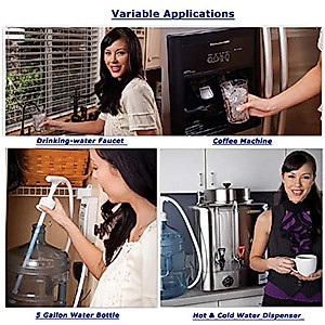 Water Dispenser 5 Gallon Bottle Water Pump System 60PSI for Fridge Ice Maker Faucet (12V Upgraded -Dual Inlet)