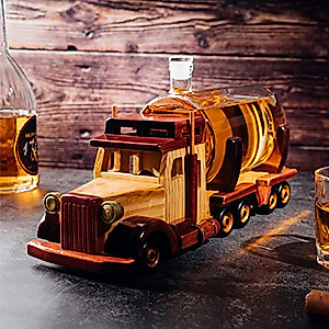 Truck Wine & Whiskey Decanter for Wine Bourbon Scotch or Whiskey Fathers Trucker Gift 1000ml 18"L by The Wine Savant - Trucker Gifts, Truck Driver Gifts, Truck Figurine for Home Bar