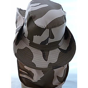Camouflage Hat Neck Protection from Sun Desert Tan Brown Camo Fishing Bee Keeper Safari Bush Outdoors Men Women (as1, Alpha, one_Size, l)