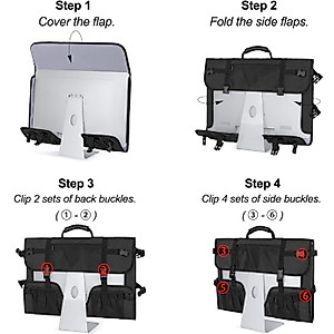 Mancro Monitor Carrying Case Compatible with Apple 27" iMac Desktop Computer, Padded Travel Carrying Bag with Rubber Handle, Pockets for 27" Screen and Accessories, Protective Case Monitor Dust Cover