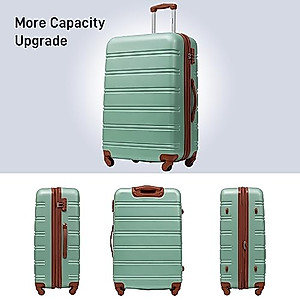 Merax Luggage Sets of 3 Piece Carry on Suitcase Airline Approved,Hard Case Expandable Spinner Wheels (Green&Brown)