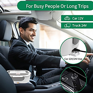 Electric Lunch Box,2 In 1 Portable Lunch Box Food Heater Upgraded Sealing Ring Waterproof And Leak-Proof For Car/Truck And Work 12v 110v 55w ,Stainless Steel Container Spoon Fork&Handbag