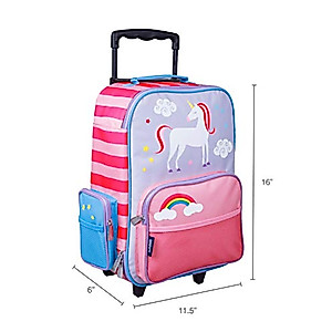 Wildkin Kids Rolling Suitcase for Boys & Girls, Suitcase for Kids Measures 16 x 11.5 x 6 Inches, Kids Luggage is Carry-On Size, Perfect for School & Overnight Travel (Unicorn)