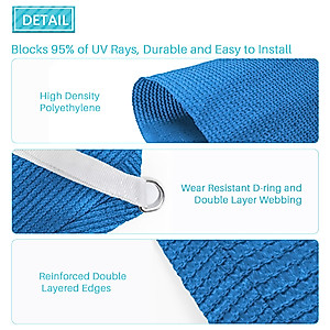 Coarbor 12' x 12' x 12' Sun Shade Sail Canopy Sunshade Outdoor Heavy Duty Triangle Fabric Cloth Screen for Patio Garden Yard Deck Pergola Canopy Blue