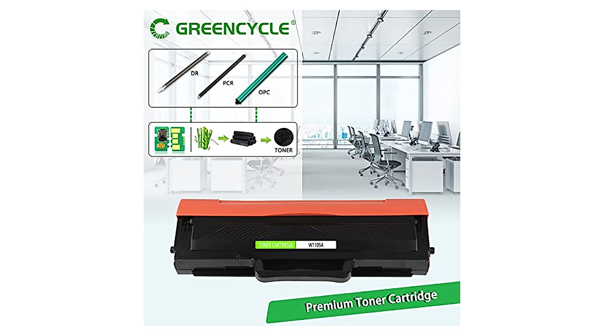 greencycle 1-Pack Black Toner Cartridge Replacement Compatible for HP 105A W1105A Work with ...