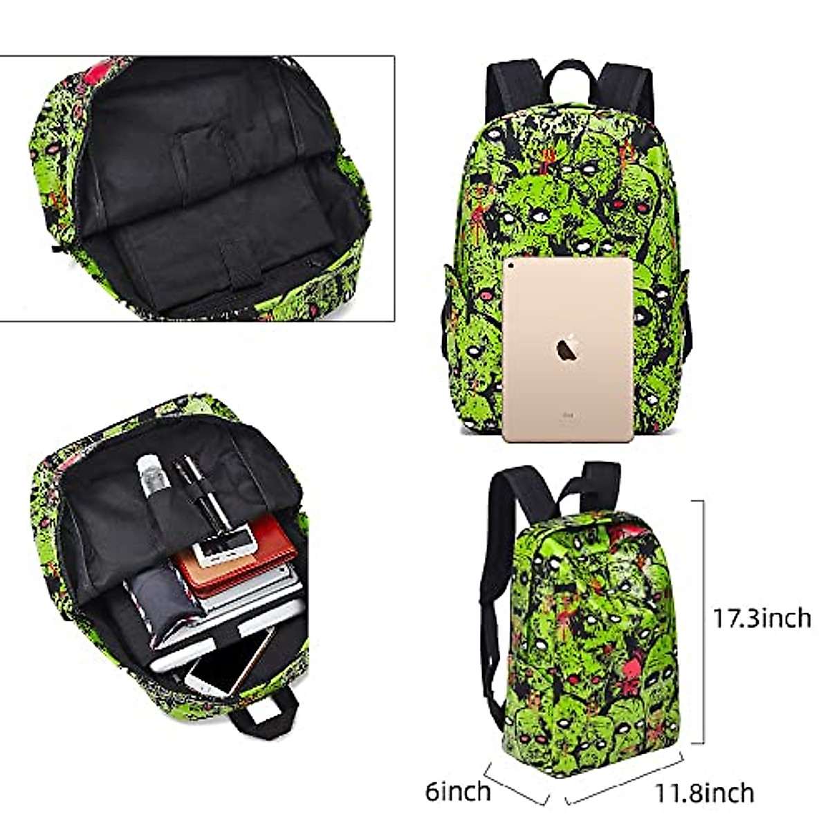 MAEHARRT Green Goth Backpacks Skeleton Backpack Skull Backpack Y2k Backpack Gothic Backpack Punk Emo Backpack Luminous Backpack