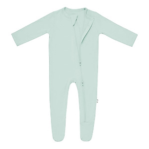 KYTE BABY Unisex Zipper Closure Footies, Rayon Made From Bamboo (0-3 Months, Sage)