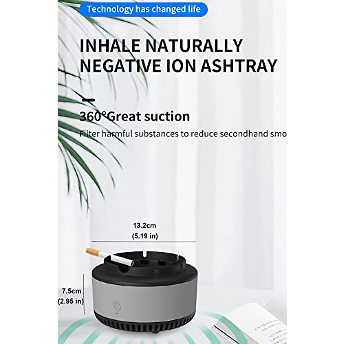 iLeefy 2 in 1 Air Purifier Multifunctional Smokeless Ashtray Air Purifier Ashtray with Filter, Best for Home Car or Office- Gray