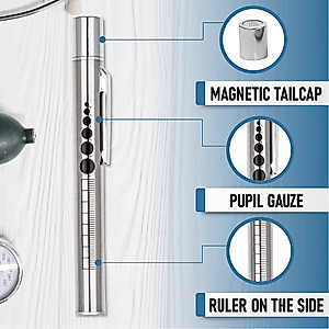 First Lifesaver Dual Beam LED Penlight for Nurses, Doctors, and Medical Professionals, Check Pupil Response, Ear, Nose, and Throat, Slim USB Rechargeable Flashlight (2 Sliver)