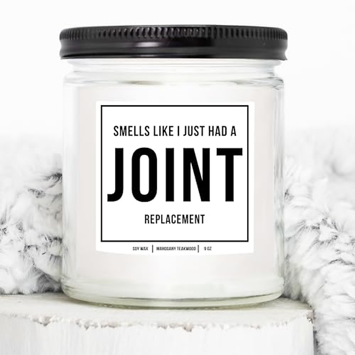 YouNique Designs Joint Replacement Candle - Hip Surgery Gifts, After Knee Surgery Gifts for Women, Knee Replacement Gifts, Hip Replacement Gifts, Knee Surgery Recovery Gifts (Mahogany Teakwood)