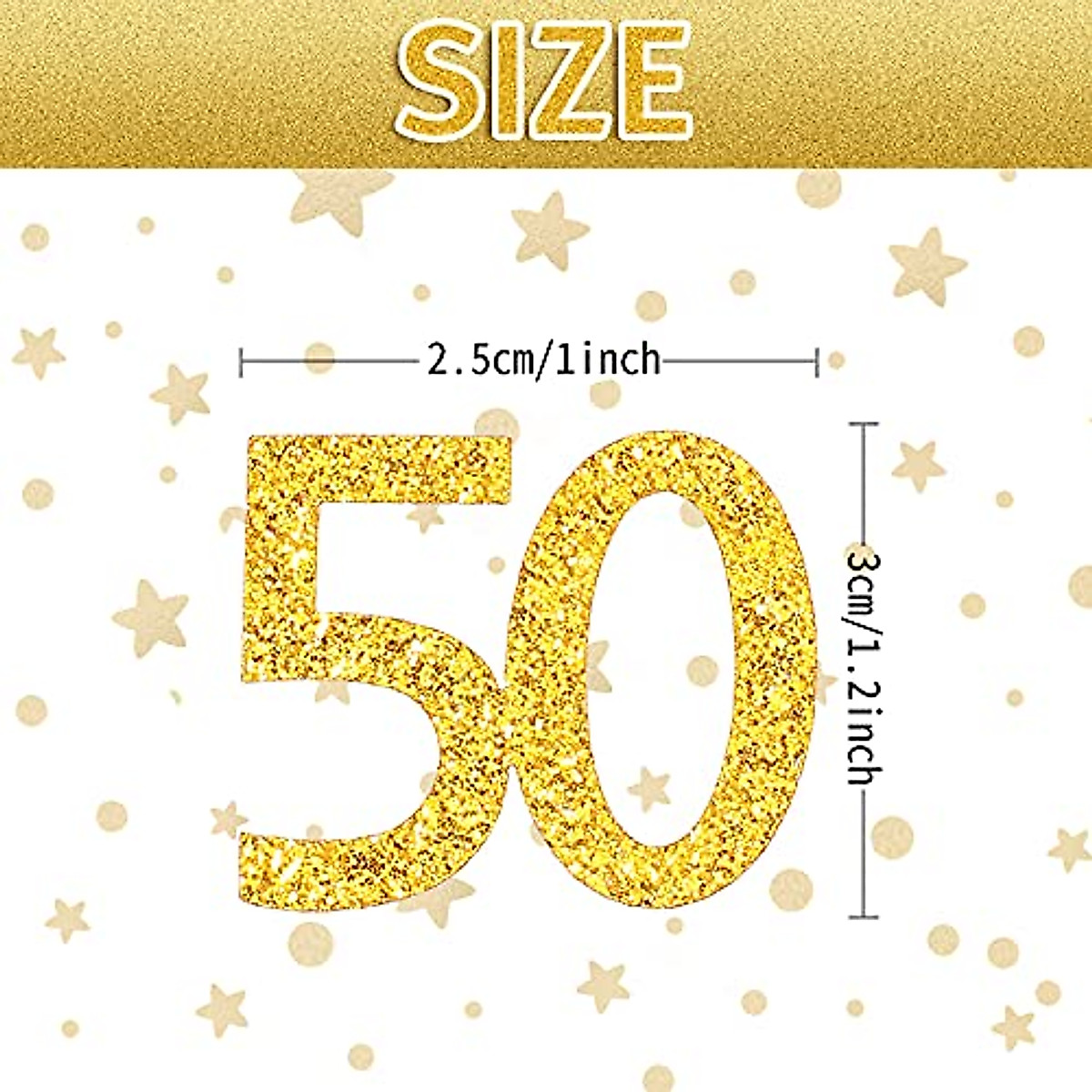 200 Pieces Birthday Confetti Gold Confetti Anniversary Confetti Glitter Gold Table Confetti for Birthday, Anniversary Party Supplies (50 Style)