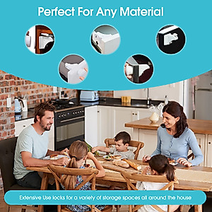 HZJD Magnetic Cabinet Locks Baby(4 Pack and 1 Keys)