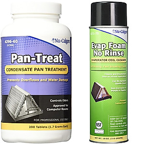 Nu-Calgon Pan-Treat Scum Remover (200 Tablets) and Evap Foam No Rinse Evaporator Coil Cleaner