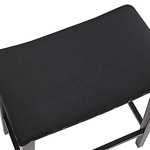 KATDANS Black Bar Stools Set of 2 Counter Height 24 Inches Backless Barstools for Kitchen Counter Modern Saddle Stools Velvet Nailhead Upholstered Stools, KS718PBK, 2Pcs