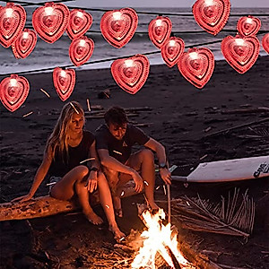 WONFAST Solar Heart String Lights, Waterproof 20ft 30LED Heart-Shaped 8 Mode Solar Starry Wedding Party Ambiance Lighting Fairy Lights for Outdoor Garden Home Christmas Valentine's Day Decor(Red)