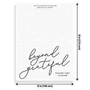 Bliss Collections Beyond Grateful Thank You Cards with Envelopes, Pack of 25, 4x6 Folded, Tented, Bulk, Perfect for: Wedding, Bridal Shower, Baby Shower, Birthday, or just to say thanks!