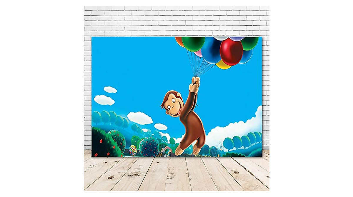 Curious George Birthday Backdrop for Party & Photos | 7x5ft
