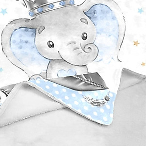 Personalized Baby Swaddle Blanket with Name,Custom Fleece Throw Kids Blanket,Baby Blanket for Girls/Boys with Elephant Decor,Newborn Gifts for Baby Shower/Toddler Bed.30x40