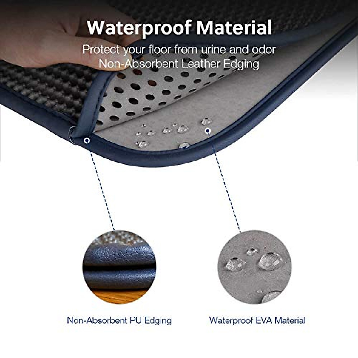 WePet Cat Litter Mat, Kitty Litter Trapping Mat, Honeycomb Double Layer Mats, No Phthalate, Urine Waterproof, Easy Clean, Scatter Control, Catcher Litter Tray Box Rug Carpet