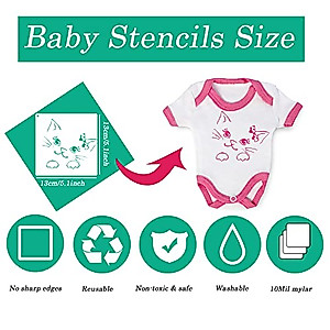 22 Pack Cute Baby Shower Stencils for Onesie Decorating Kit, Boy Girl Shirt Fabric Stencils for Clothes Phrases Mixed Animals Pattern Templates for Onesies Bibs Bodysuit Bags Shirts Shoes (Baby)
